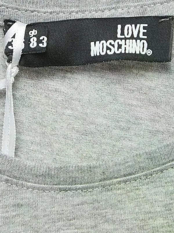 Moschino 2024 Cotton T-shirt With Gold Foil Heart Graphic - Grey
