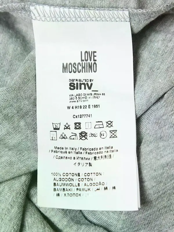 Moschino 2024 Cotton T-shirt With Gold Foil Heart Graphic - Grey