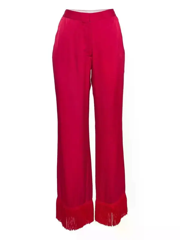 Stella McCartney Fringe Hem High Waist Straight Leg Trousers - Pink