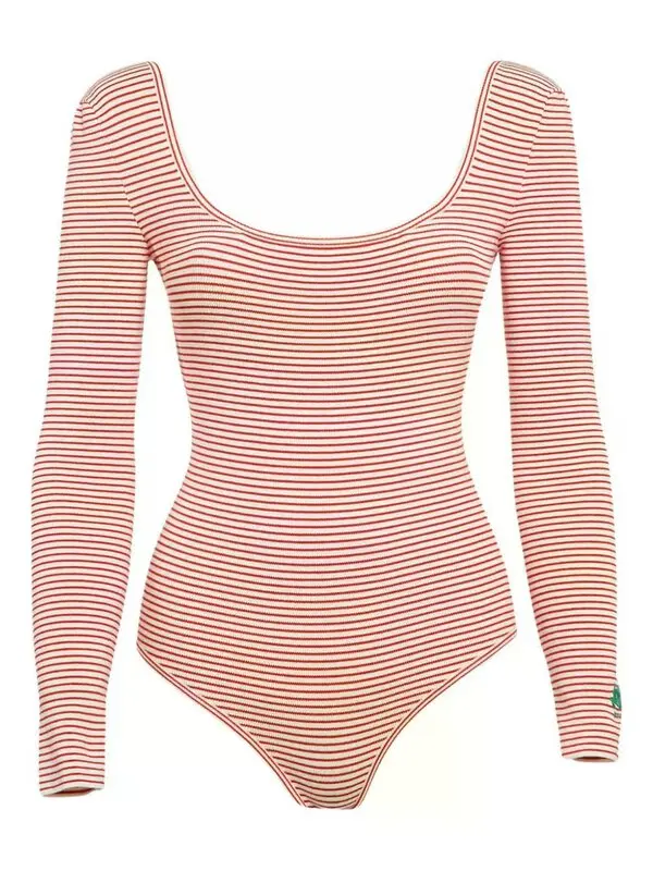 Etro Striped Logo-embroidered Bodysuit - Red
