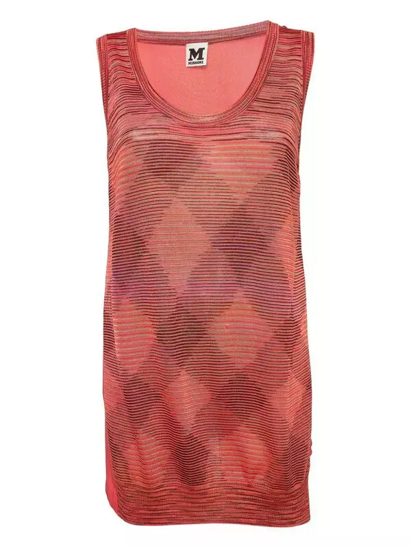 Missoni Striped Knitted V-neck Sleeveless Top - Pink