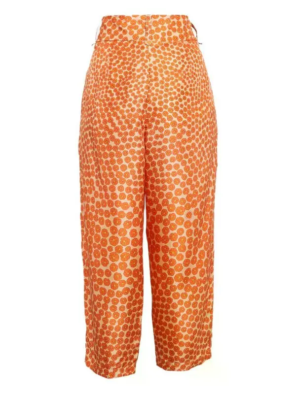 Stella McCartney Floral Silk High-waist Trousers - Orange