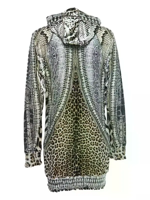 Roberto Cavalli Zebra-leopard Print Hooded Jacket - Black