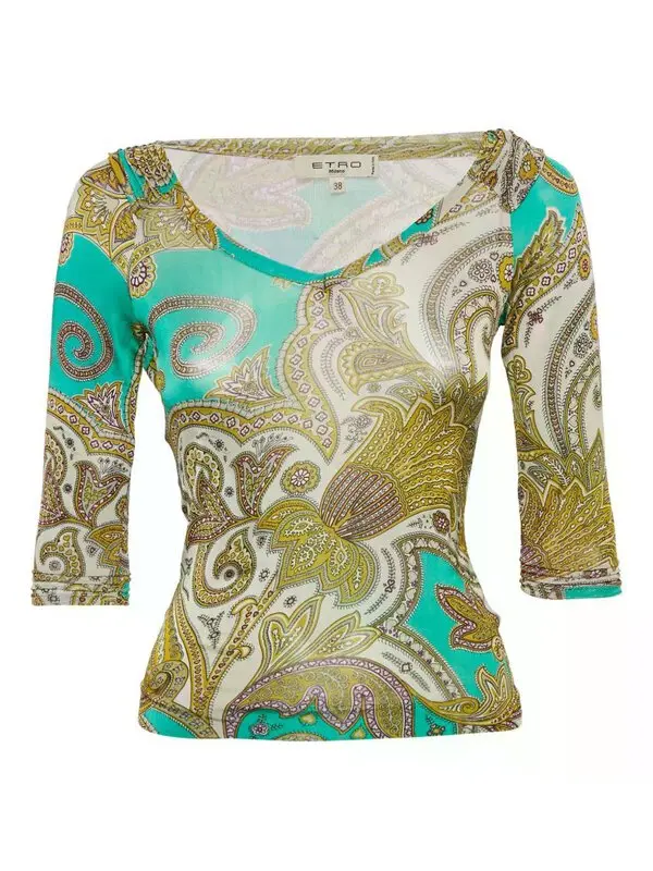 Etro Paisley Print V-neck T-shirt - Neutrals