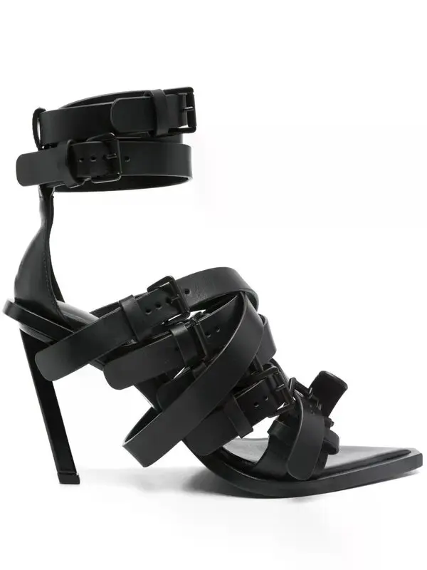 ANN DEMEULEMEESTER Leather Heeled Sandals - Black