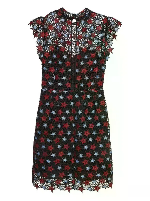 Sandro Star-motif Lace Mini Dress - Black