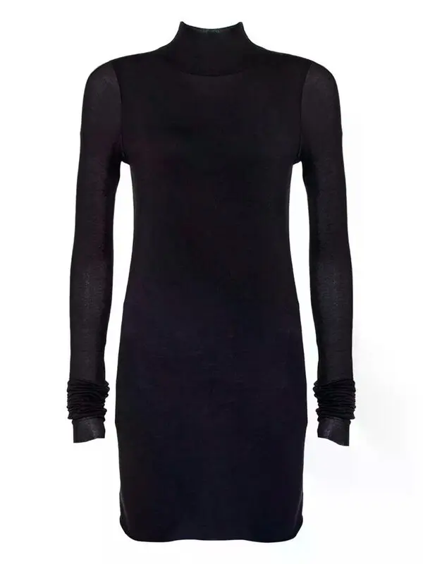 Rick Owens Sheer Panel Turtleneck Dress - Black