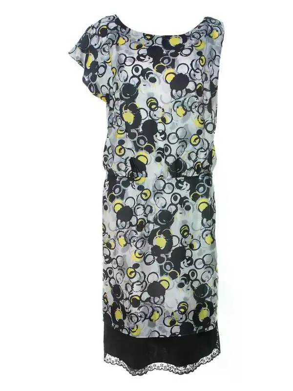 Gianfranco Ferre Asymmetrical Lace Midi Dress - Black