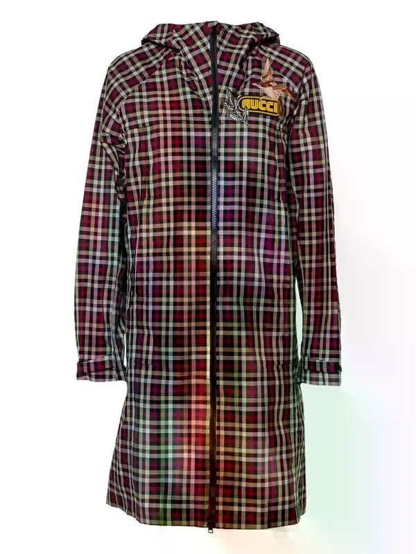 Gucci Plaid-check Hooded Coat - Red