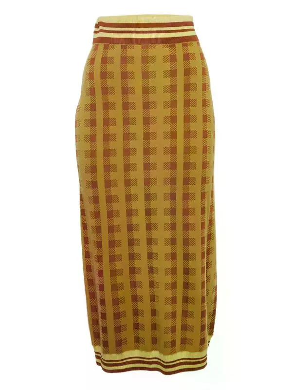 Dries Van Noten Gingham Knit Skirt - Yellow