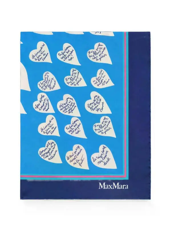 Max Mara Printed Silk Scarf - Blue