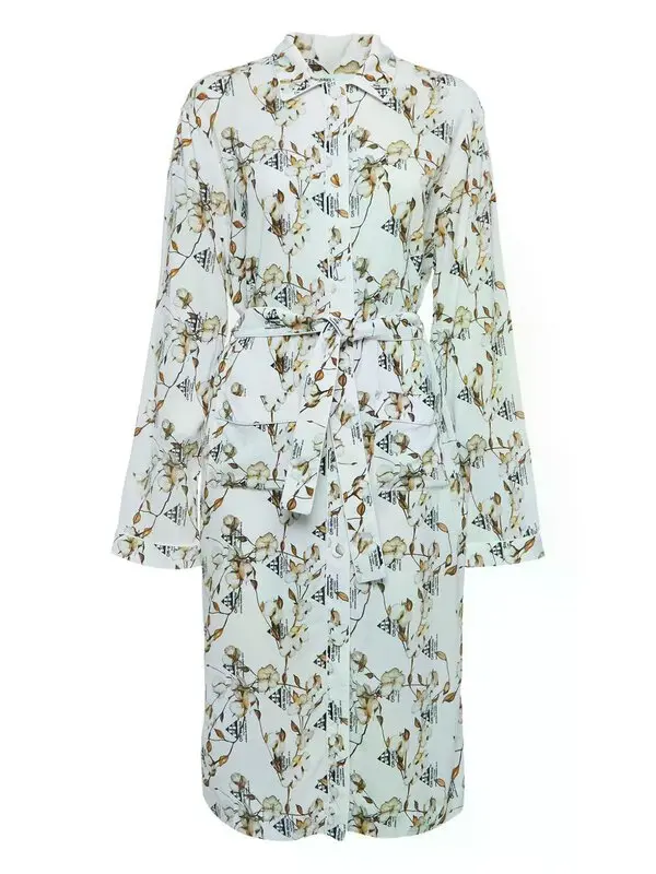 Off-White 2013 Floral Print Belted Midi Dress - White