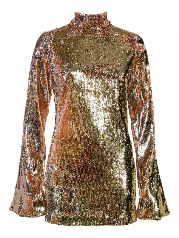 Halpern Sequin-embellished Mini Dress - Gold