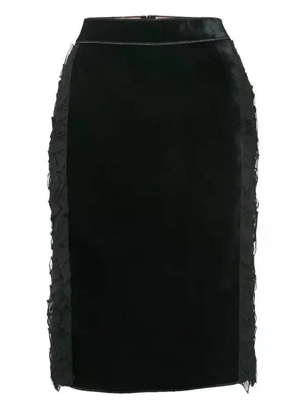 N°21 Velvet Ruffle Skirt - Black