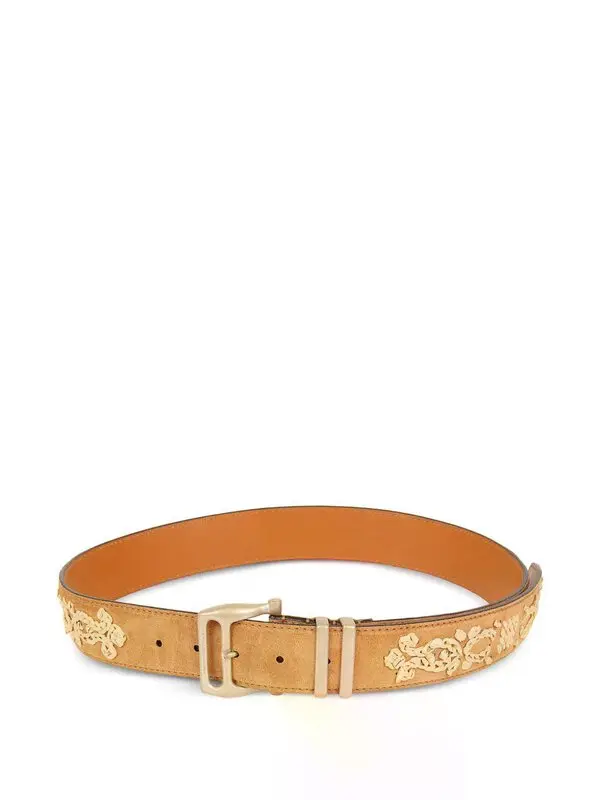 Ermanno Scervino Embroidered Suede Belt - Brown