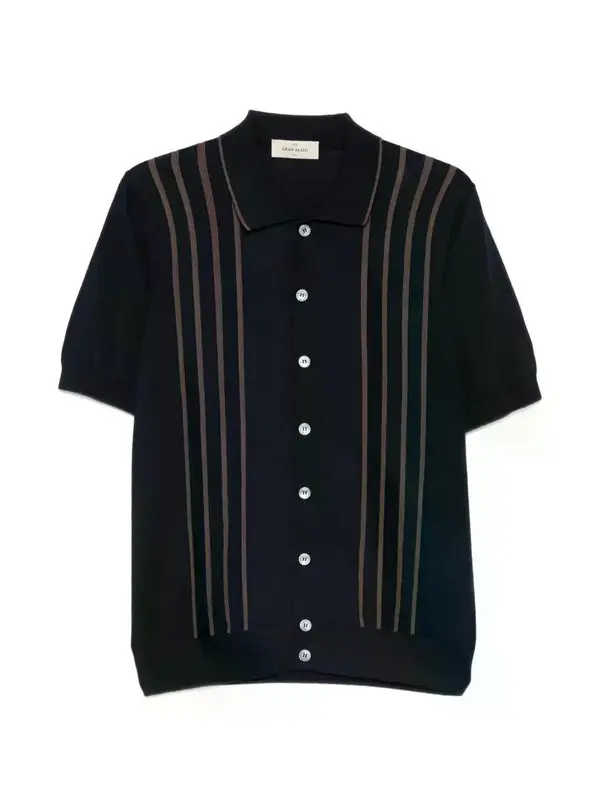 GRAN SASSO Vertical-stripe Short-sleeve Shirt