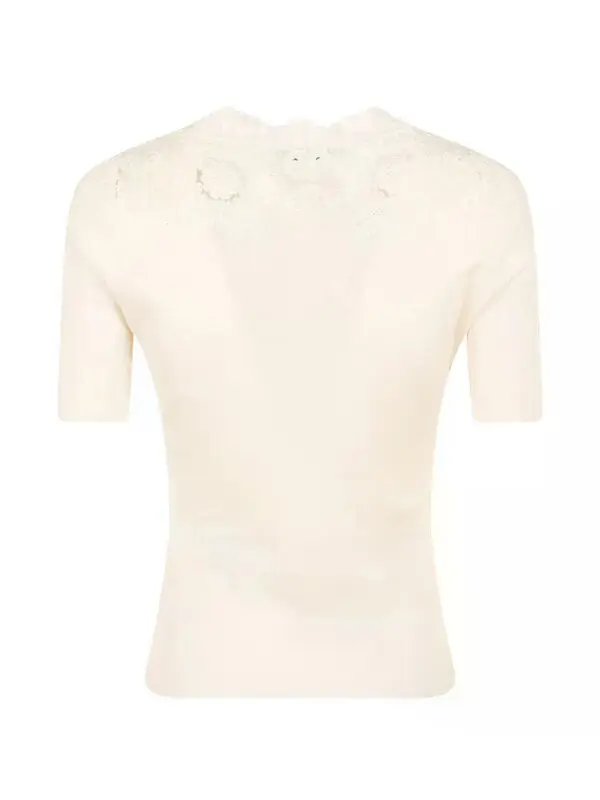 Ermanno Scervino Lace-panelled Short-sleeve Top - Neutrals