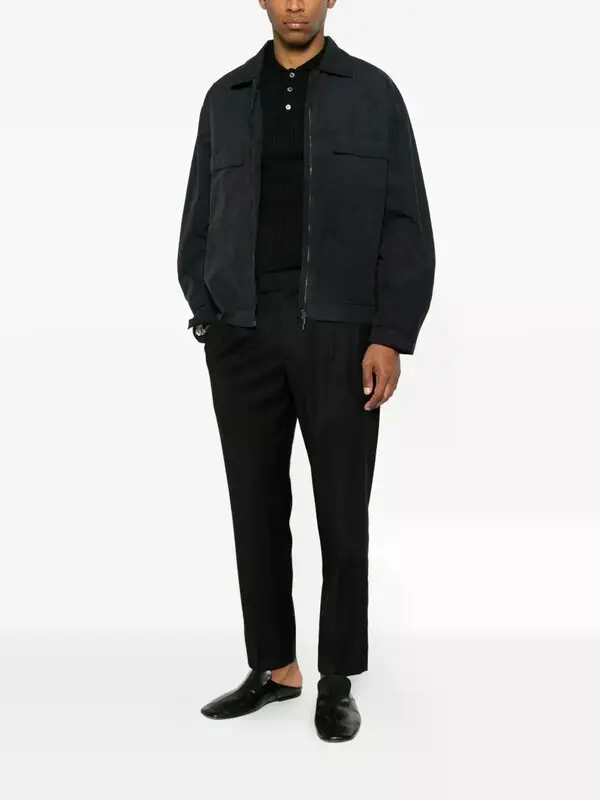 GRAN SASSO Ribbed-knit Short-sleeve Polo Shirt