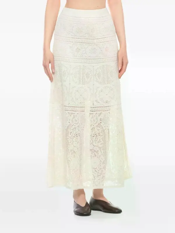 D.exterior Crochet-knit Maxi Skirt - White