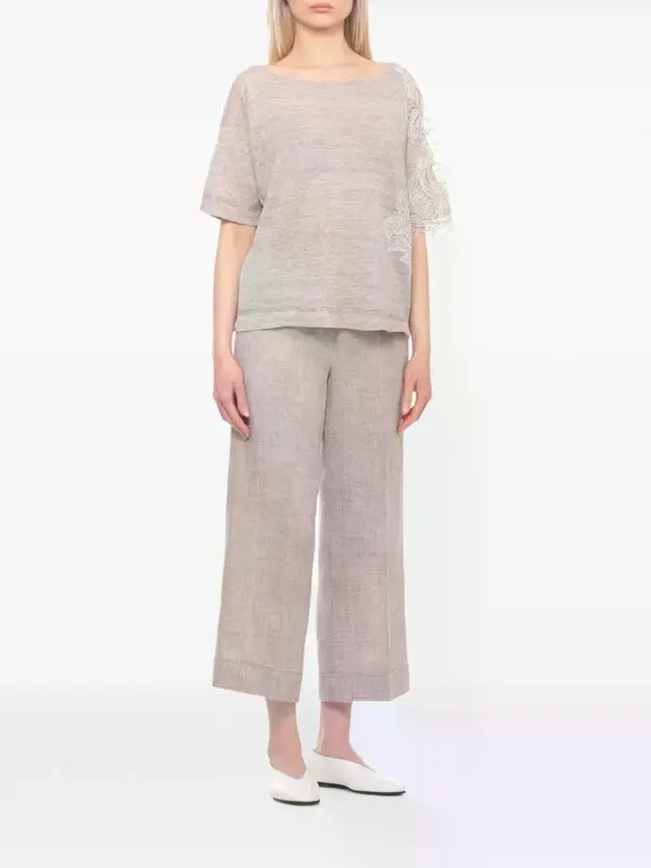 D.exterior Lace-appliqué T-shirt