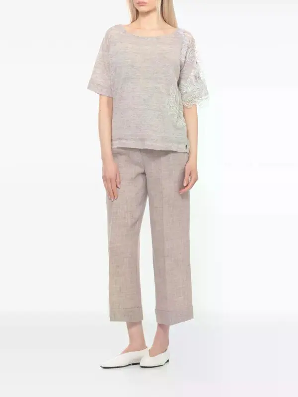 D.exterior Lace-appliqué T-shirt