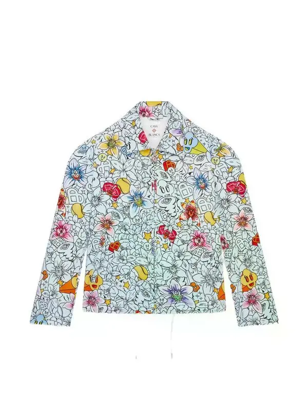 Casablanca Graphic Print Zip-up Jacket - Blue