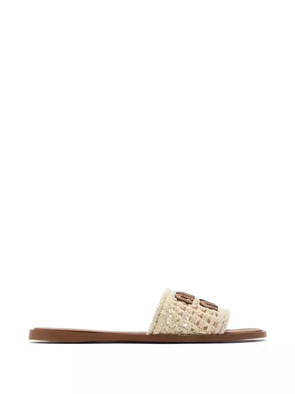 Miu Miu Logo-patch Crochet Sandals - Brown