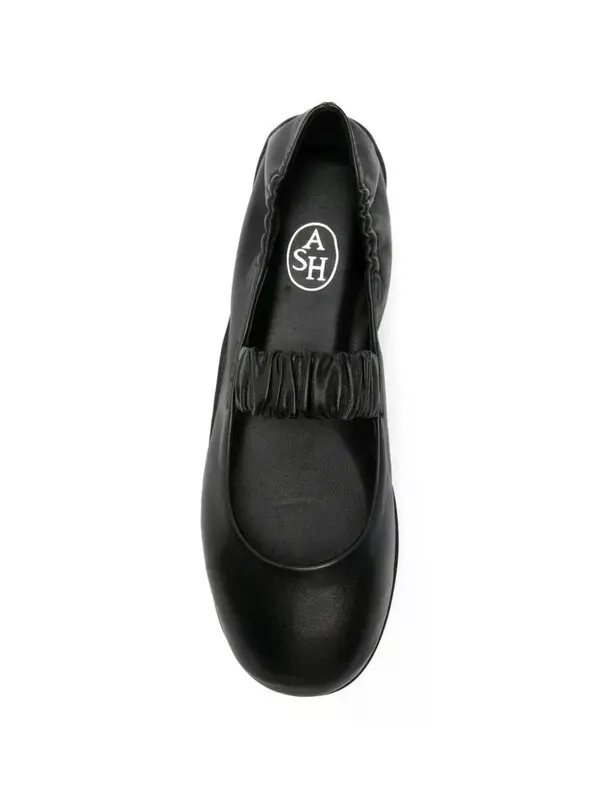 Ash Ruched-strap Leather Ballet Flats