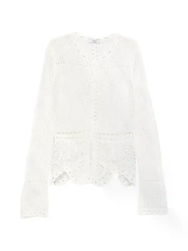 Erdem Crochet-knit Peplum Cardigan - White