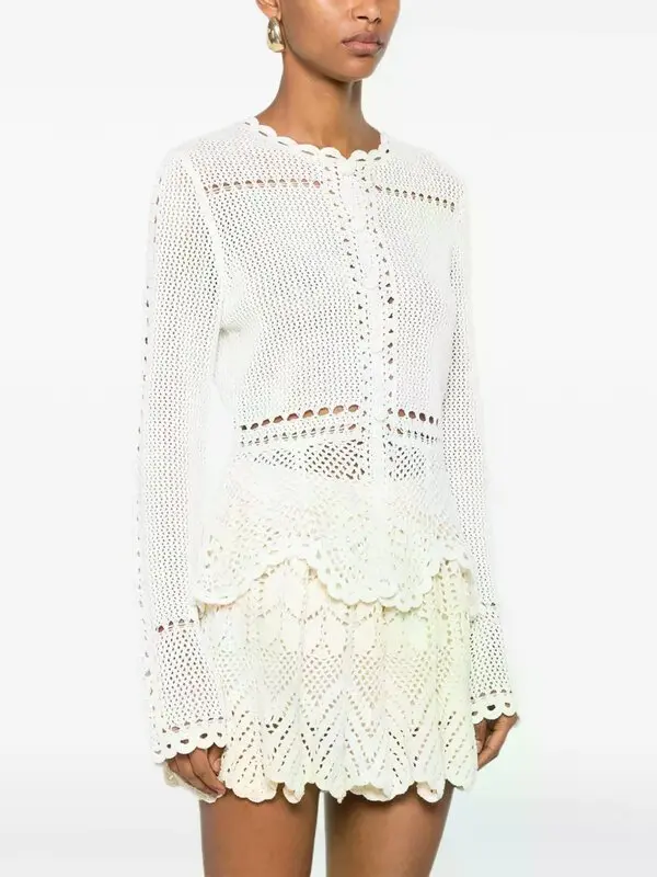 Erdem Crochet-knit Peplum Cardigan