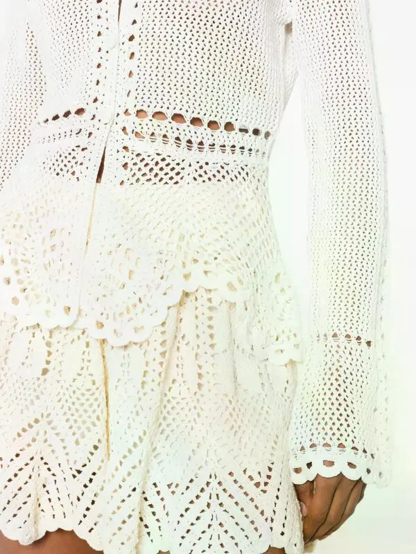 Erdem Crochet-knit Peplum Cardigan
