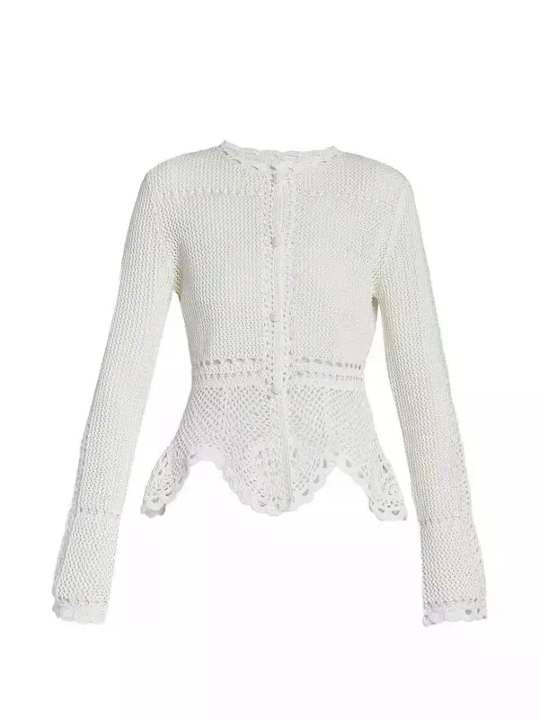 Erdem Crochet-knit Peplum Cardigan - White