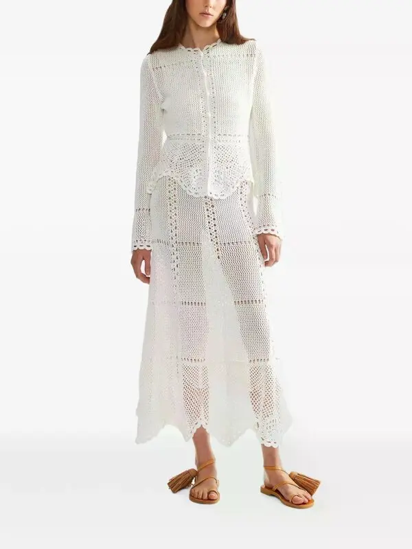 Erdem Crochet-knit Peplum Cardigan - White