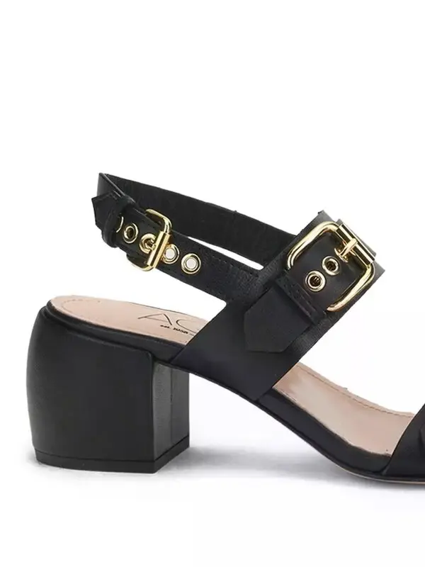 Agl Buckle-detail Block-heel Sandals - Black