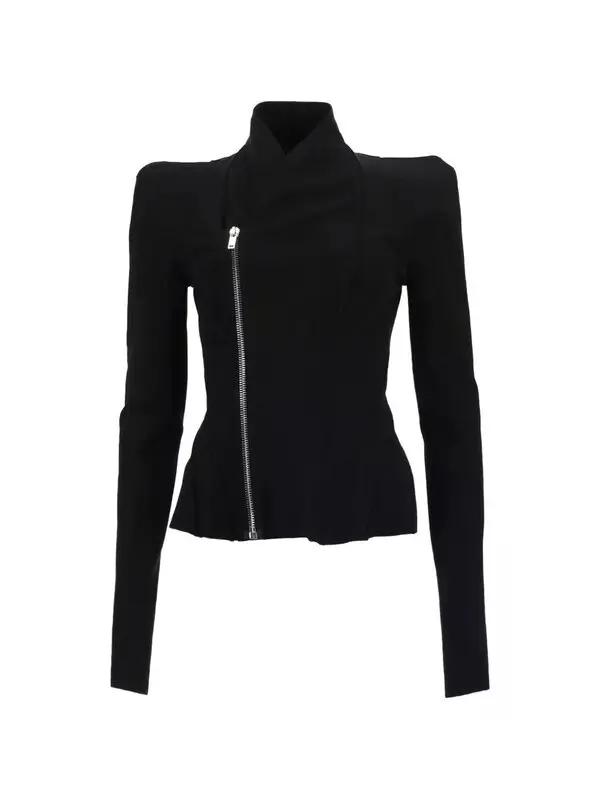 Rick Owens Asymmetric Zip Padded Shoulder Jacket