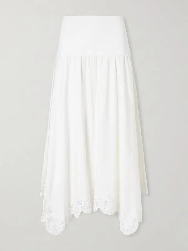 Simkhai Heaven Embroidered Linen-blend Midi Skirt
