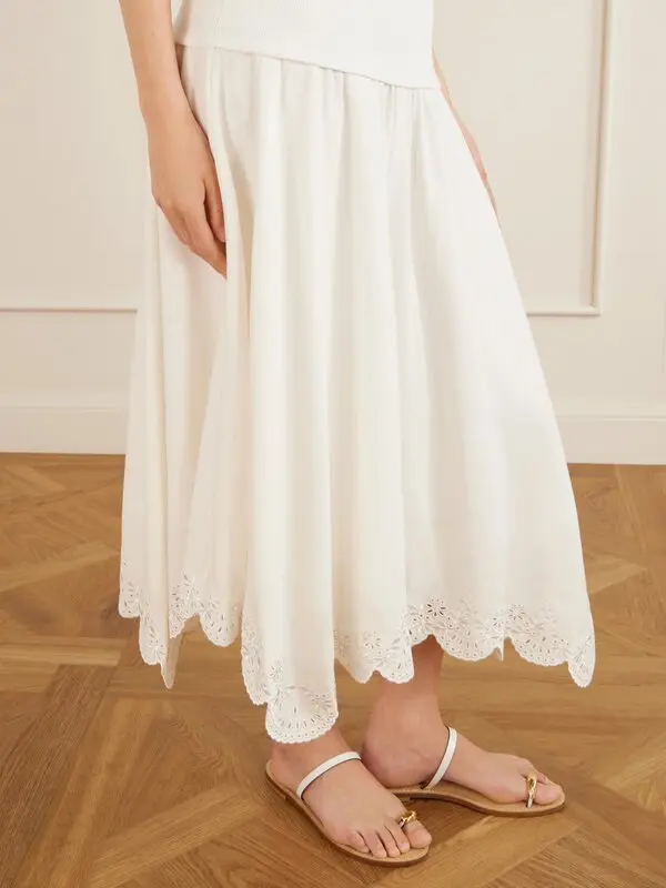 Simkhai Heaven Embroidered Linen-blend Midi Skirt