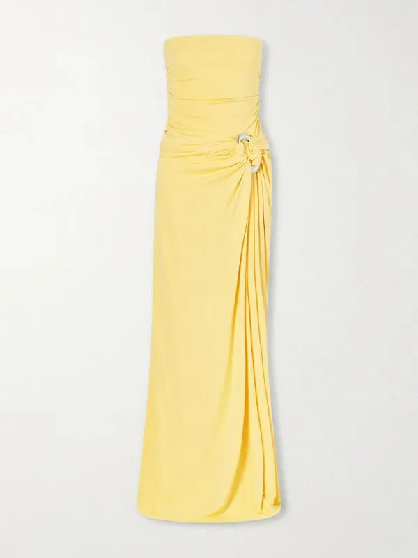 Simkhai Strapless Embellished Jersey Maxi Gown - Yellow