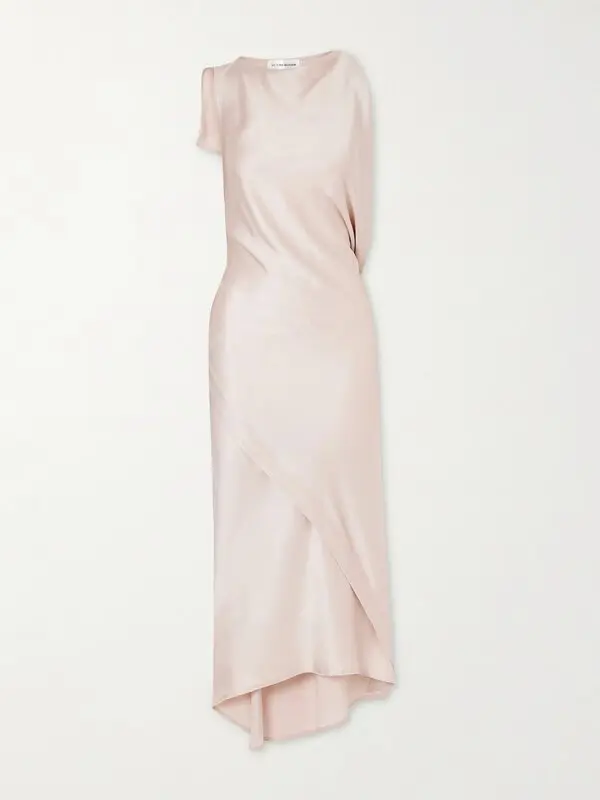 Victoria Beckham Draped Satin Midi Dress - Pink
