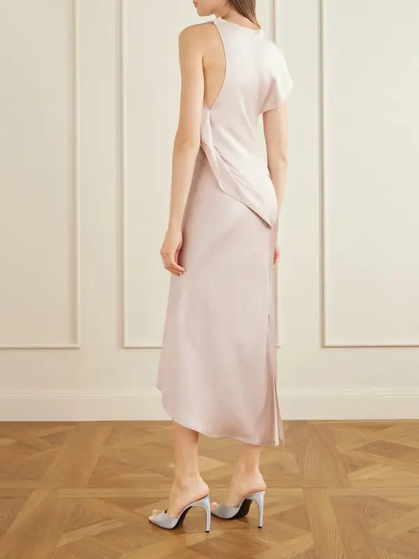 Victoria Beckham Draped Satin Midi Dress - Pink