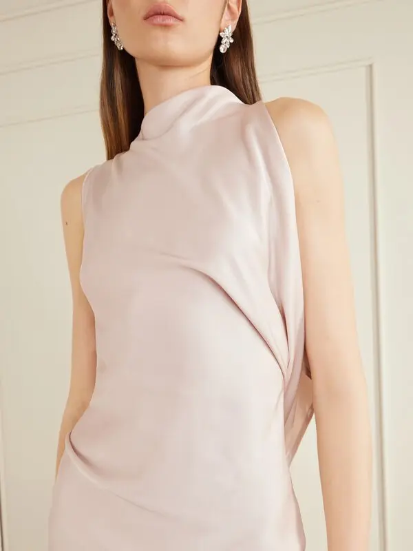 Victoria Beckham Draped Satin Midi Dress - Pink