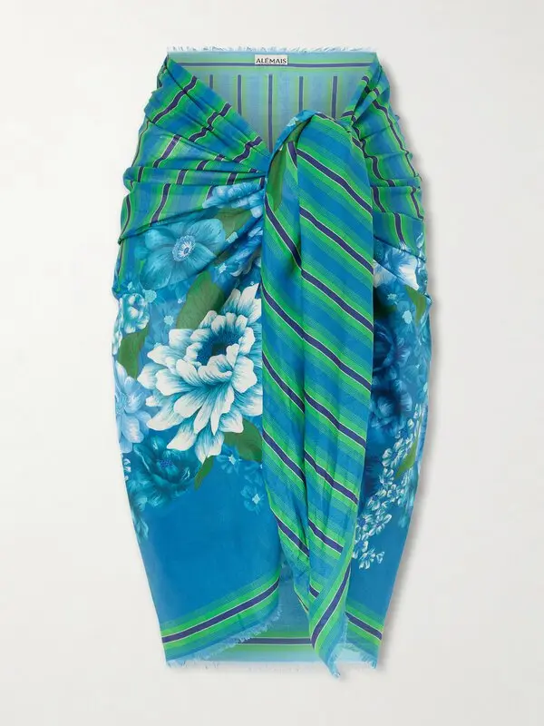 ALEMAIS Margo Printed Organic Cotton-voile Pareo - Green