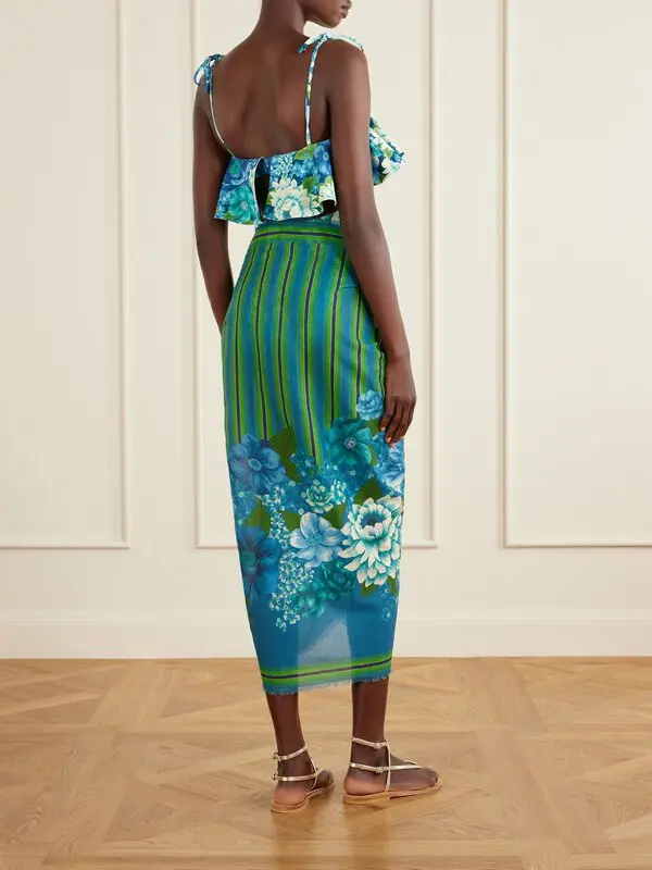 ALEMAIS Margo Printed Organic Cotton-voile Pareo - Green