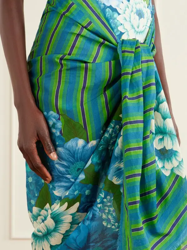 ALEMAIS Margo Printed Organic Cotton-voile Pareo - Green