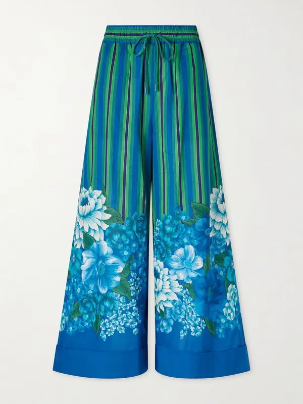ALEMAIS Margo Printed Organic Cotton-voile Wide-leg Pants