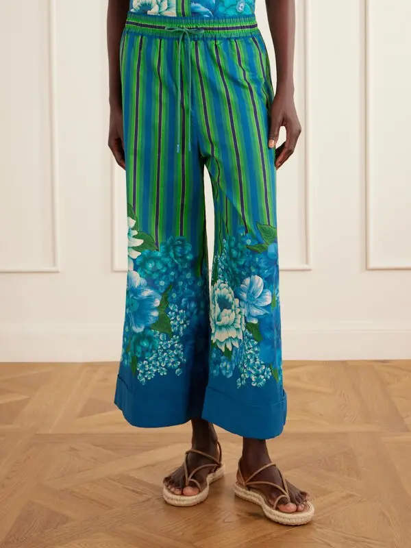 ALEMAIS Margo Printed Organic Cotton-voile Wide-leg Pants