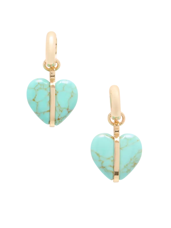 ROXANNE ASSOULIN Gold-tone And Turquoise Heart Pendant Hoop Earrings - Blue
