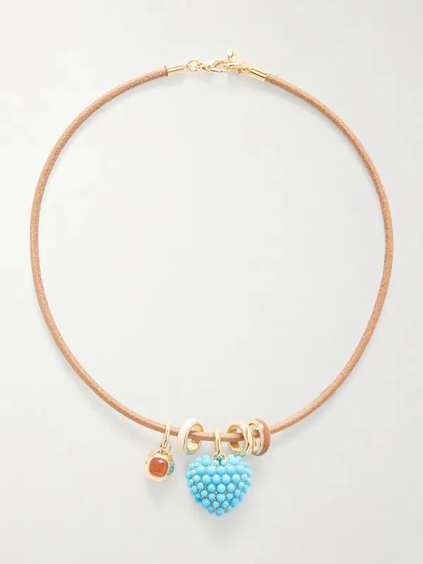 ROXANNE ASSOULIN Leather Stone Slider Necklace - Gold