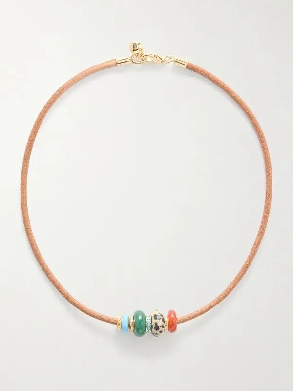 ROXANNE ASSOULIN Leather Stone Slider Necklace - Gold