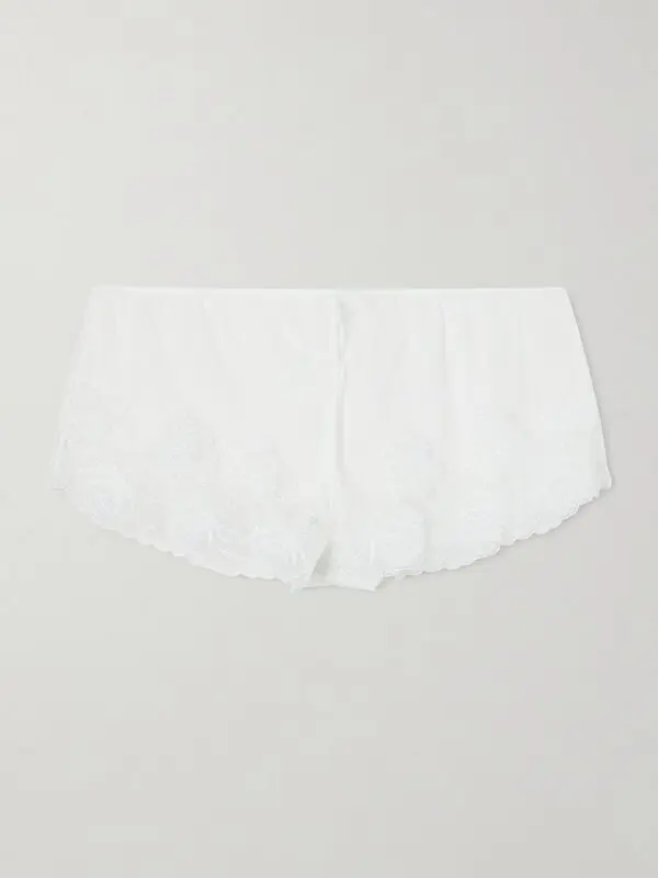 Kiki De Montparnasse Fleur Veloutes Embroidered Mesh Briefs - Neutrals